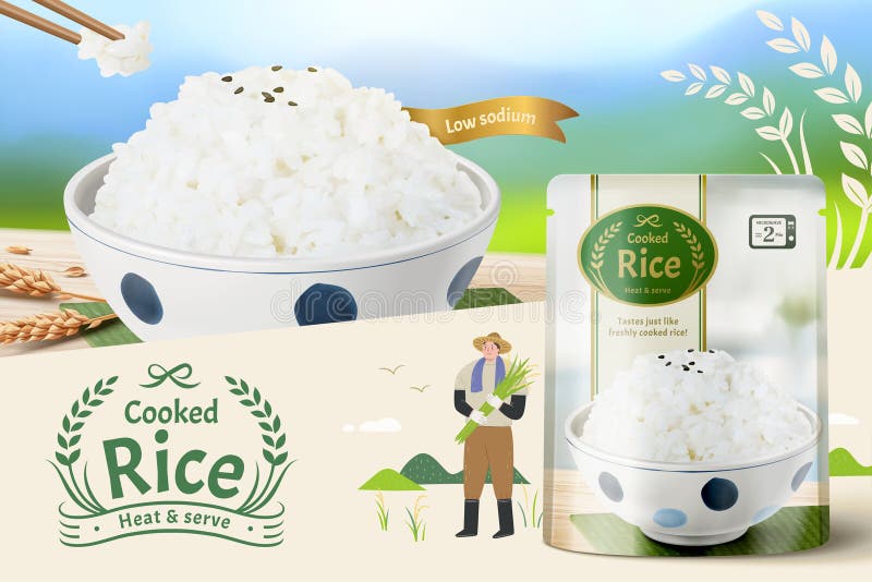 3d Ad for Freshly Cooked White Rice Stock Vector - Illustration of ...