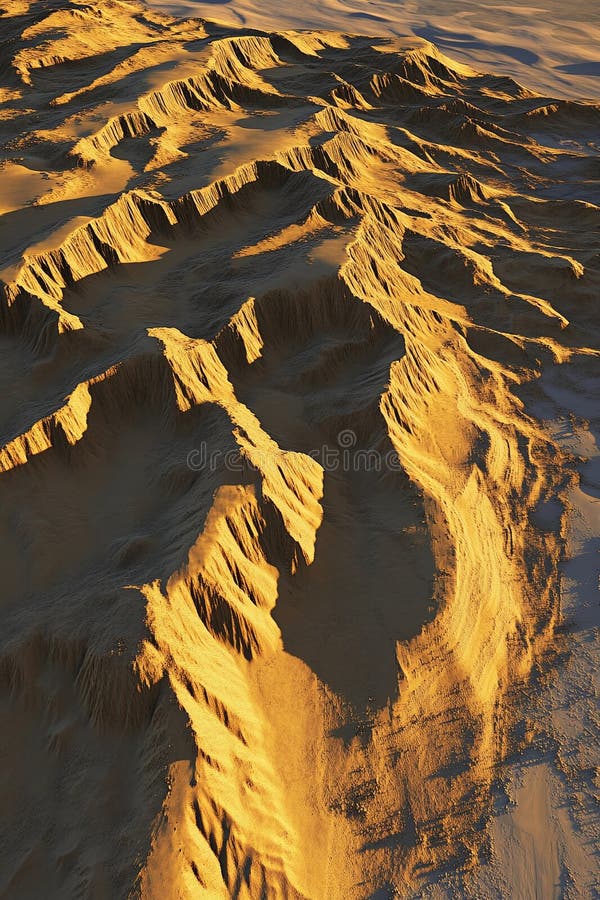 3D Aerial GIS Map of a Desert Landscape Highlighting Elevation Dune ...