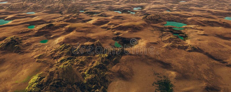 3d Aerial View of the Alien Surface with Liquid Methane Stock Image ...