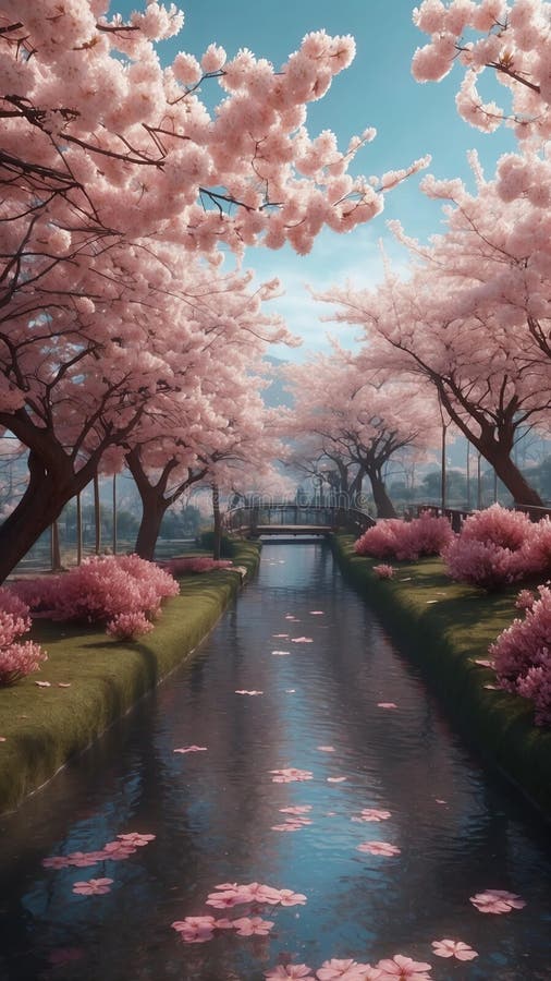 3d Aesthetic Image of Spring with Cherry Blossoms for Ai Generated ...