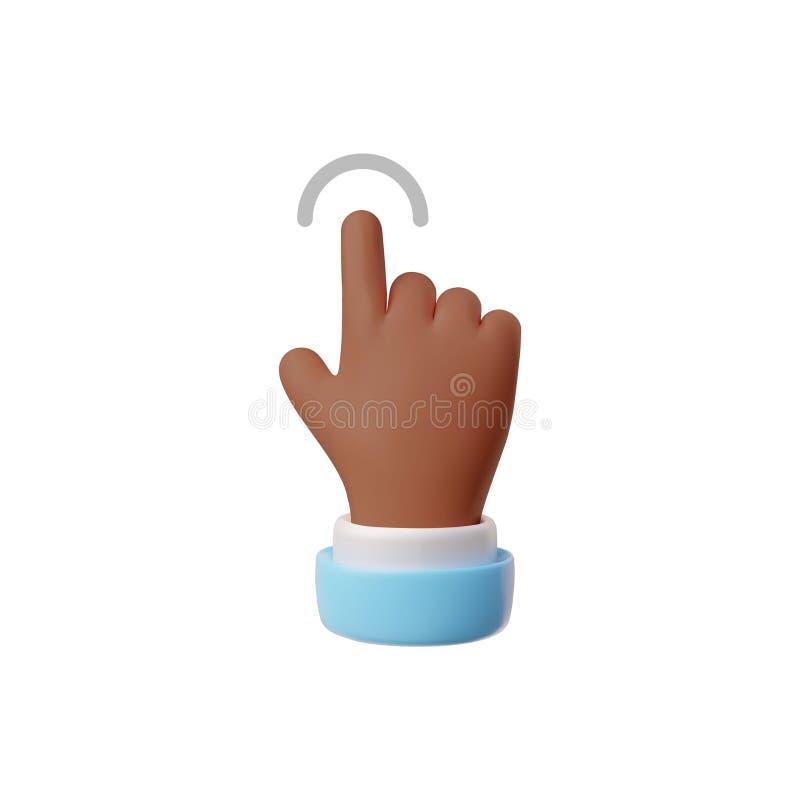 3D Afro Hand Pointing Index Finger Gesture Vector Icon, Touch Click Arc ...