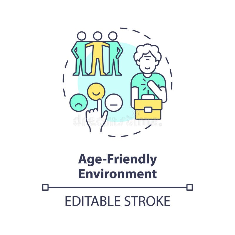 2D Age Friendly Environment Line Icon Concept Stock Vector ...
