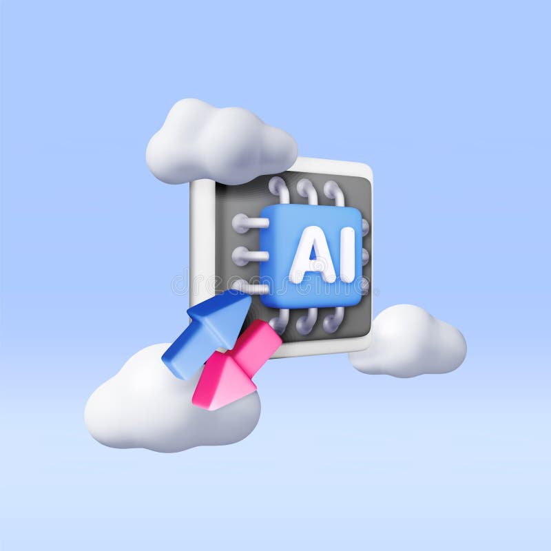 3d AI Chip with Arrows in Clouds. Stock Vector - Illustration of robot ...