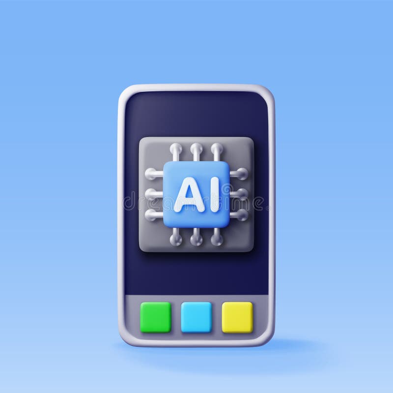 3d AI chip in smartphone. stock vector. Illustration of innovation ...