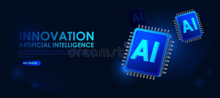 3D AI Chip Technology Illustrator Stock Vector - Illustration of ...