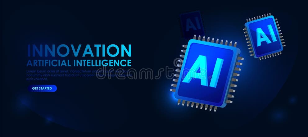 3D AI Chip Technology Illustrator Stock Vector - Illustration of ...