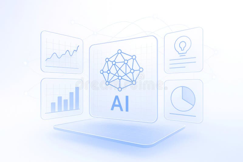 3d Ai Dashboard Visualization: Simple Composition of Data Analysis Stock Illustration ...