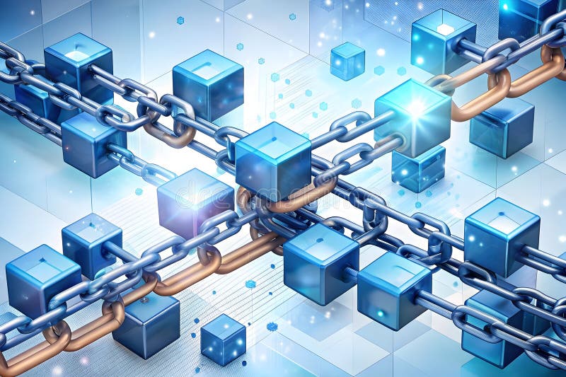 3D AI Driven Blockchain Elements Concept As Abstract Elements ...