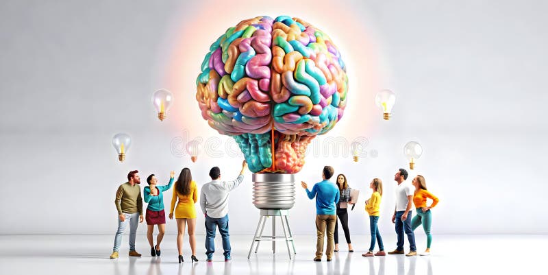 3D AI Driven Creative Brainstorming Concept As a Candid Shot of a ...