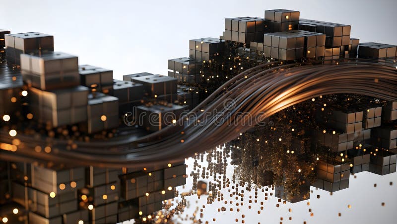3d Ai Driven Data Flow Elements Concept As Abstract Elements Featuring