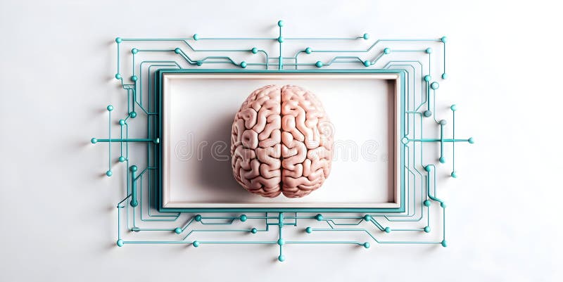 3D AI Driven Digital Brain Frame Concept As a Minimalistic Border Frame ...