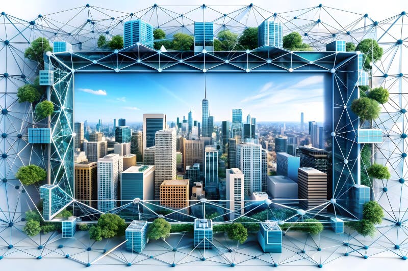 3D AI Driven Smart City Frame Concept As a Border Frame with Smart City ...