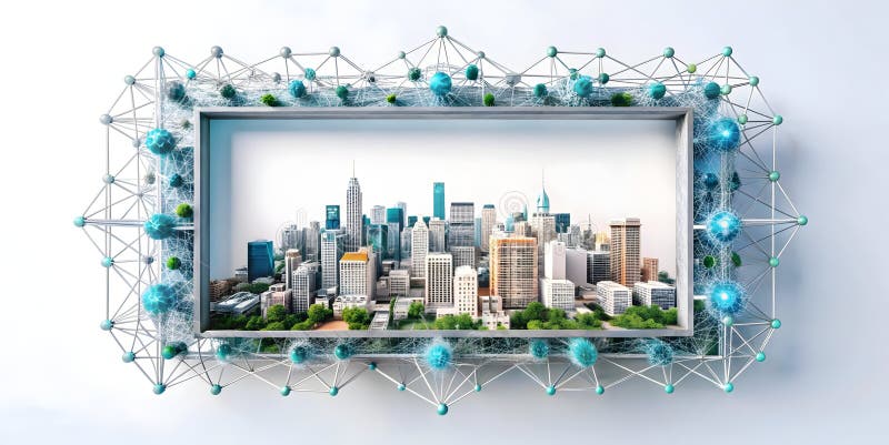 3D AI Driven Smart City Frame Concept As a Border Frame with Smart City ...