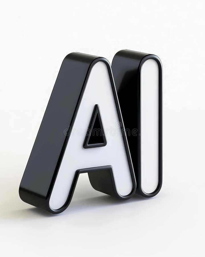 3D AI Letter Design in Black and White Stock Illustration ...