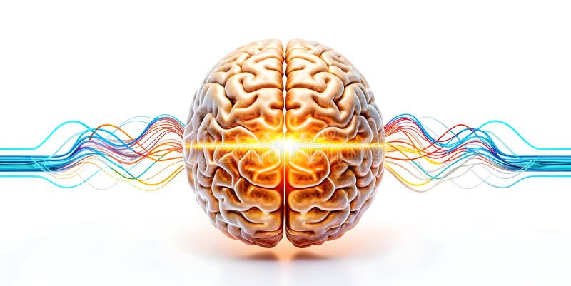 3D AI Powered Brainwave Vector Concept As a Clean Abstract of Glowing ...