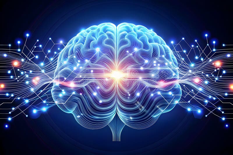 3D AI Powered Brainwave Vector Concept As a Clean Abstract of Glowing Brainwave Lines ...