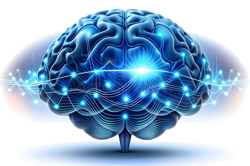 3D AI Powered Brainwave Vector Concept As a Clean Abstract of Glowing ...