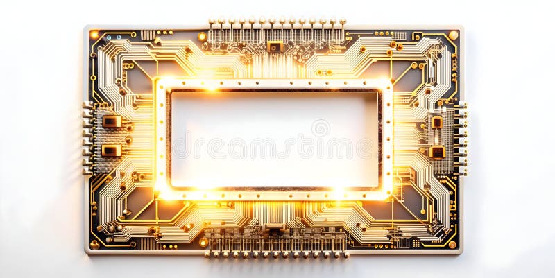 3D AI Powered Circuit Frame Concept As a Clean Border Frame Featuring ...