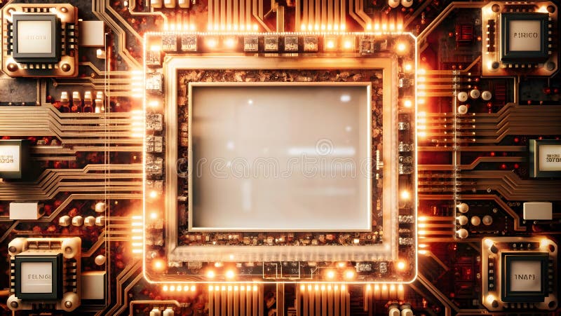 3D AI Powered Circuit Frame Concept As a Clean Border Frame Featuring ...