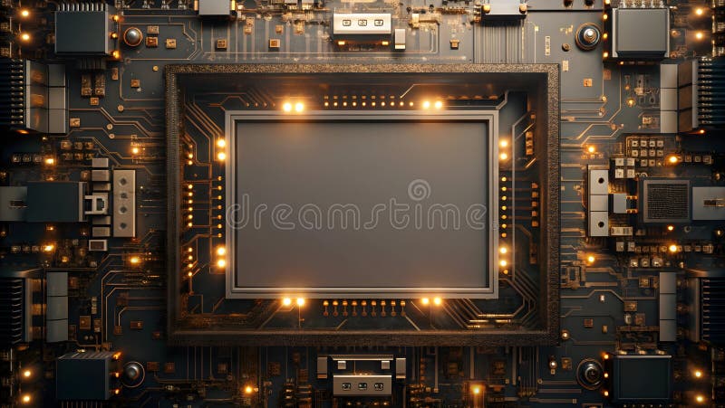 3D AI Powered Circuit Frame Concept As a Clean Border Frame Featuring ...