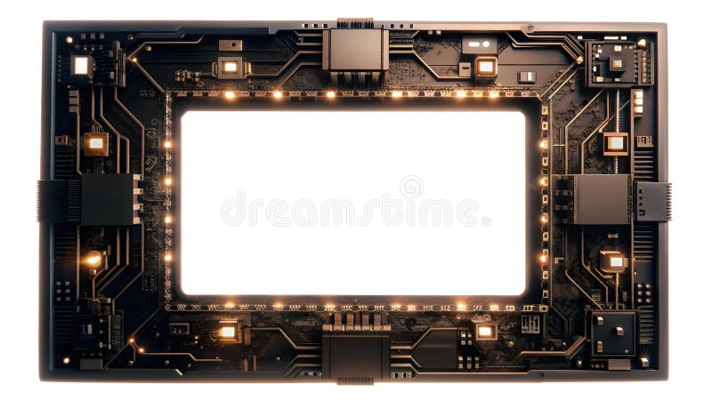 3D AI Powered Circuit Frame Concept As a Clean Border Frame Featuring ...