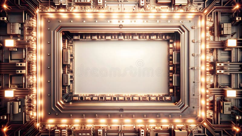 3D AI Powered Circuit Frame Concept As a Clean Border Frame Featuring ...