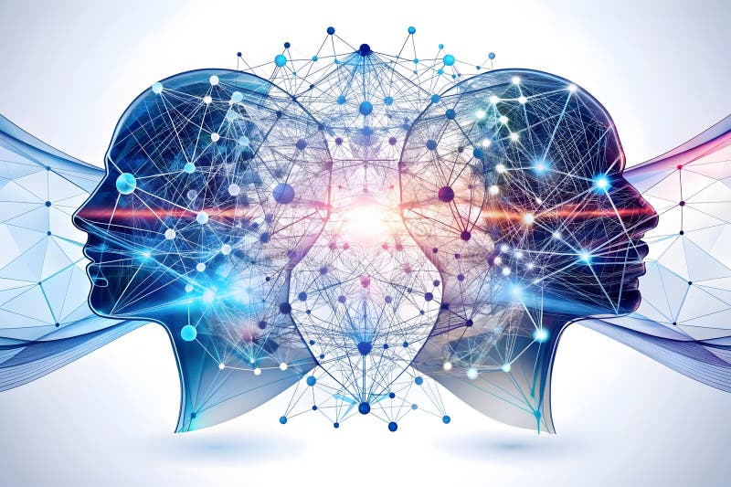 3D AI Powered Digital Twin Vector Concept As a Minimalistic Abstract ...