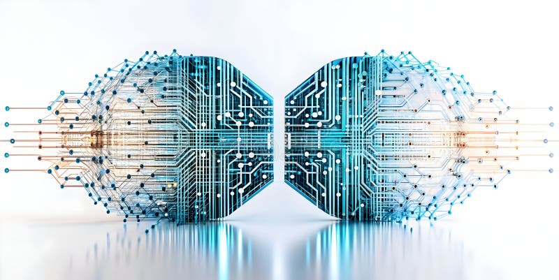 3D AI Powered Digital Twin Vector Concept As a Minimalistic Abstract ...