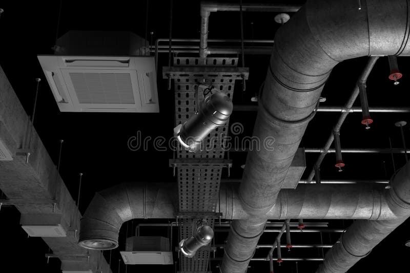 3D Air Condition Pipe Line System Stock Image - Image of conditioner ...