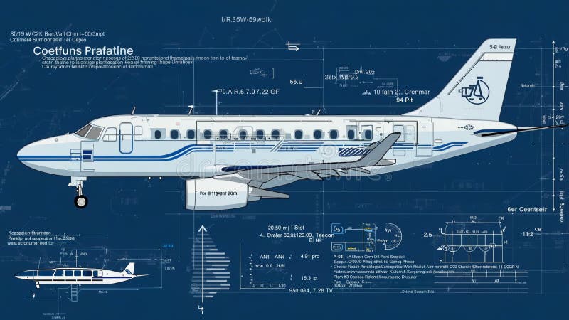 3D Aircraft Model with Technical Specifications and Data Overlay Stock ...