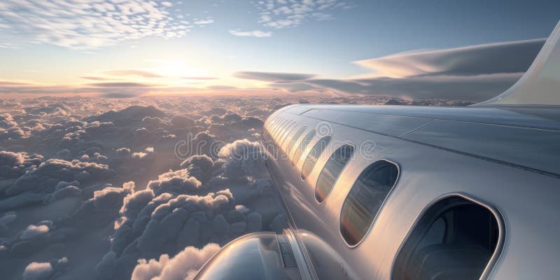 3D Aircraft Model with Visible Windows. Stock Illustration ...