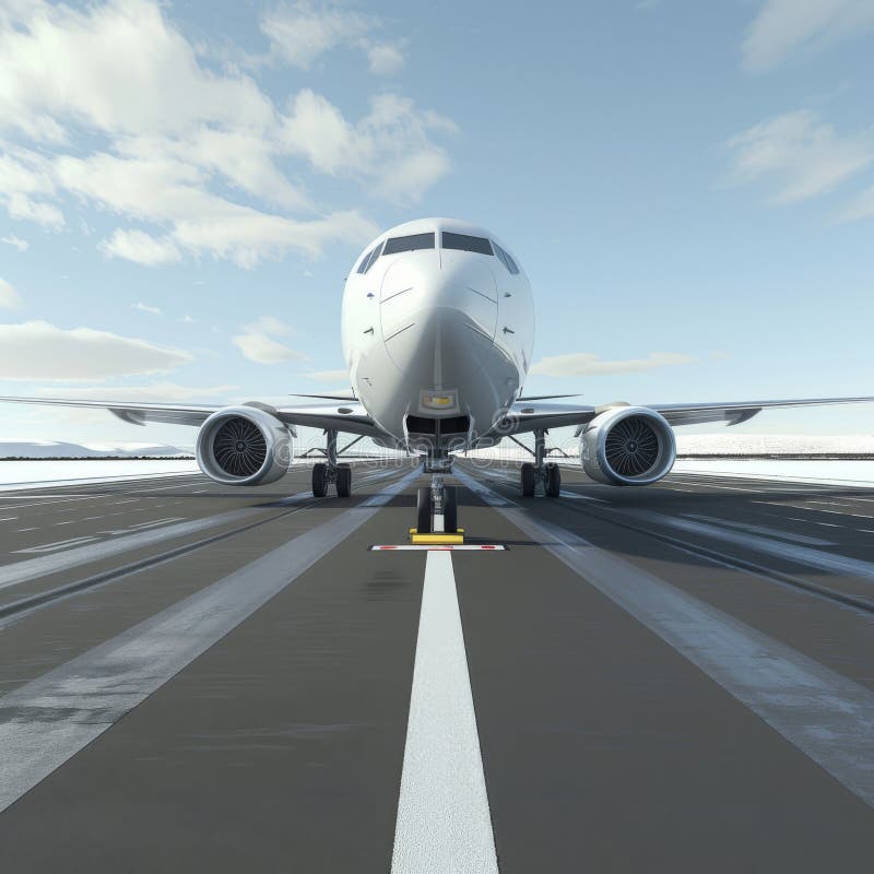 3D aircraft on a runway. stock illustration. Illustration of blue ...