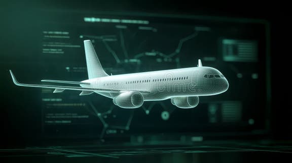 3d Airplane Model on Computer Screen Visualization of Digital Aviation ...