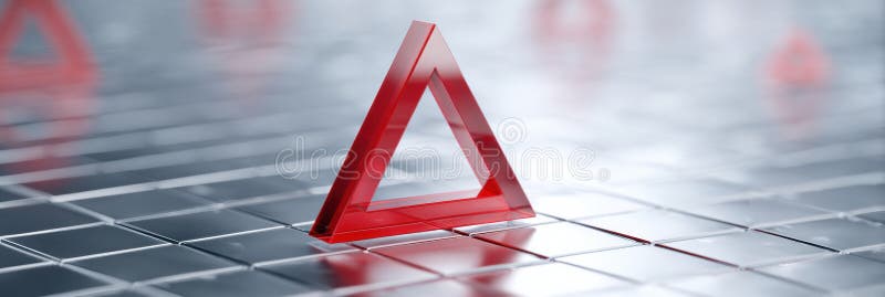 3D Alert Triangle Bounces on a Security Firewall Grid with Clear ...