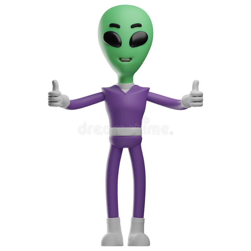 3D Alien Cartoon Design Showing Two Thumbs Up Stock Illustration ...