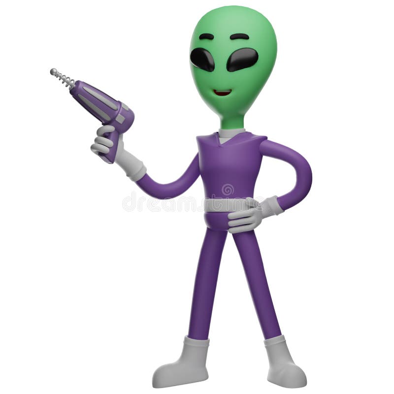 3D Alien Cartoon Illustration Has a Cool Pose Stock Illustration ...