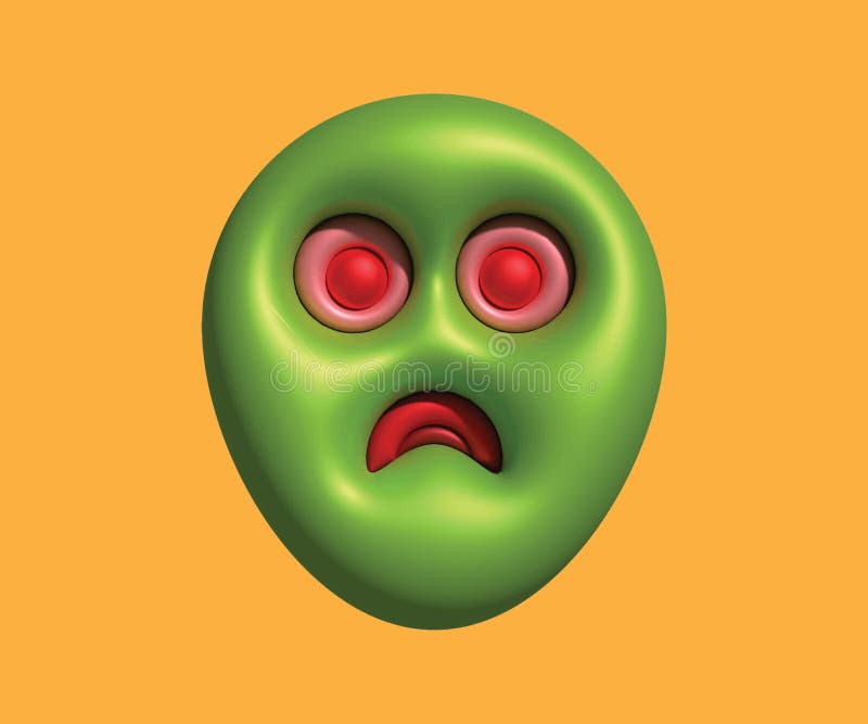 3D Alien Face Green stock vector. Illustration of design - 275102133