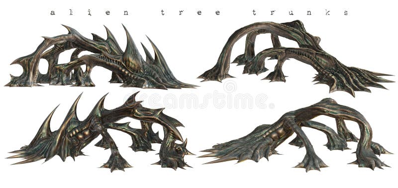 3D Alien Tree Trunks Illustration Stock Photo - Illustration of biology ...