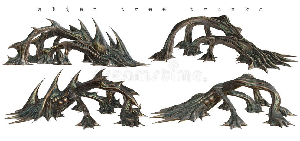 3D Alien Tree Trunks Illustration Stock Photo - Illustration of biology ...