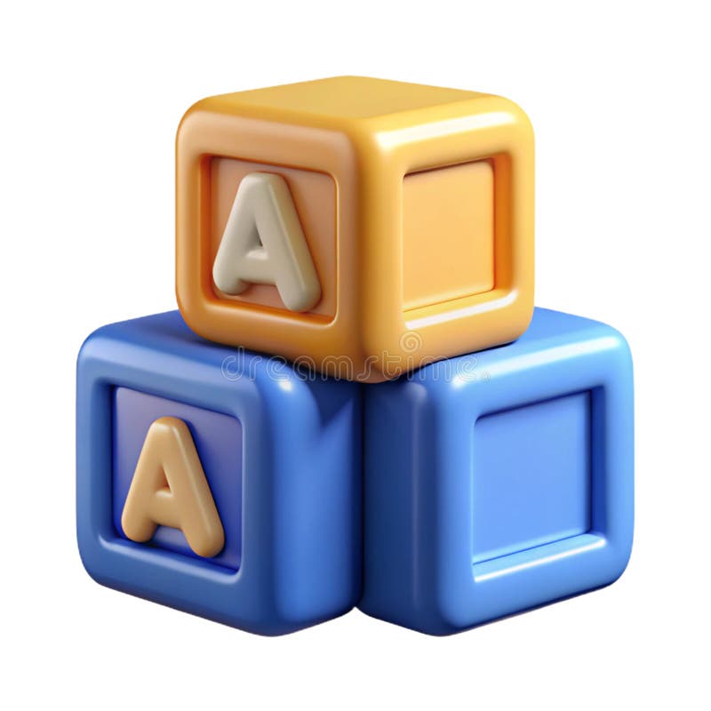 : 3D Alphabet Blocks Icon stock image. Image of blocks - 359739011