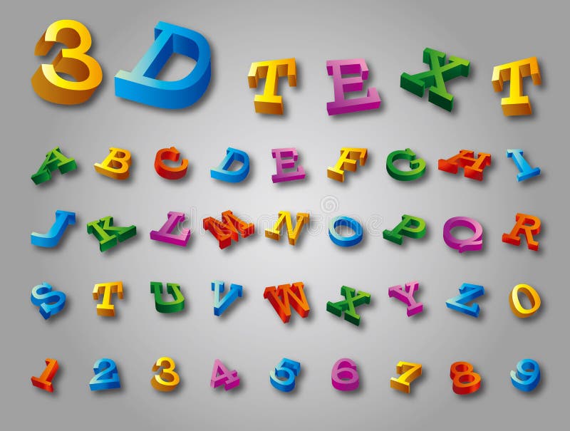 3D Alphabet Colorful Font Style. Vector Illustration. Stock ...