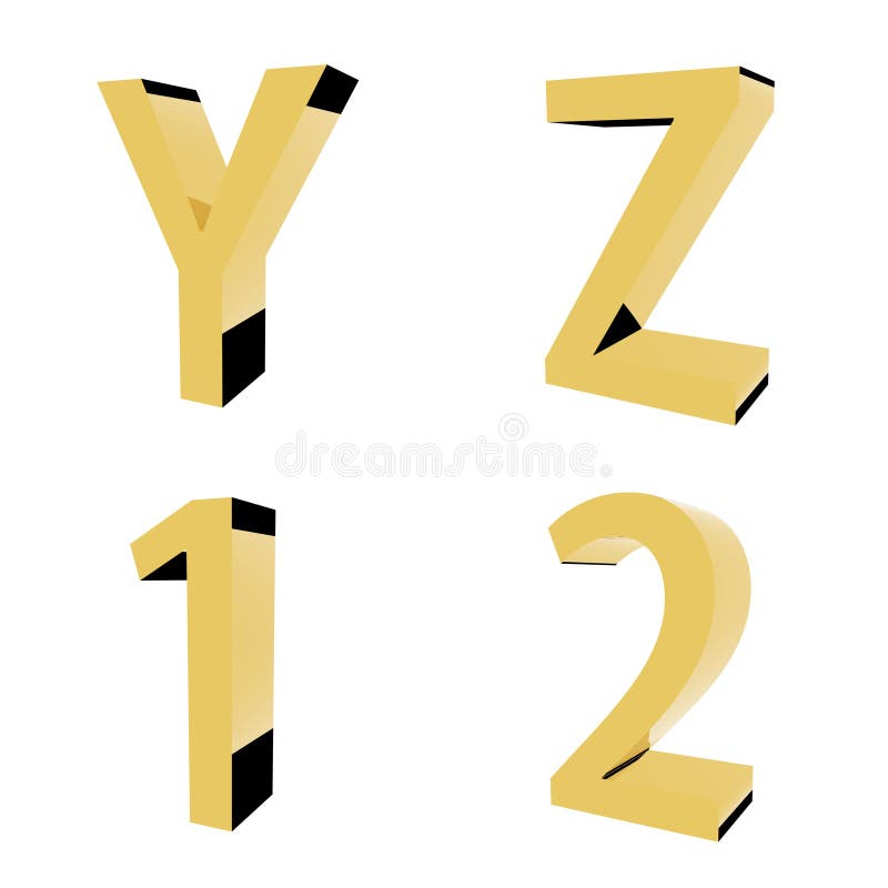 3D Alphabet and Number Isolated Render Set Stock Illustration ...