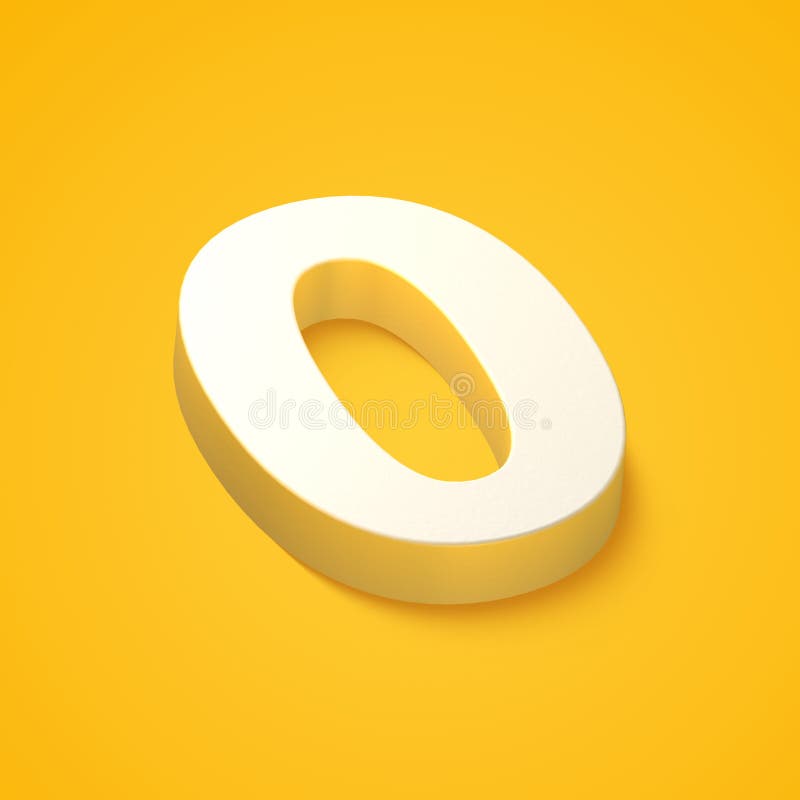 3d Alphabet, Number Zero on Yellow Background, 3d Rendering Stock ...