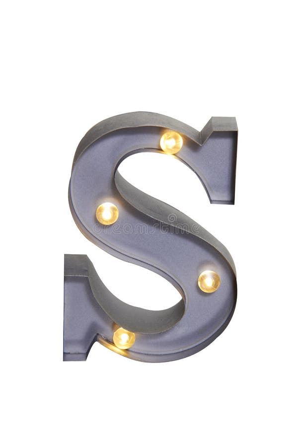 3D Alphabet S with LED Lights in Front View Stock Photo - Image of view ...