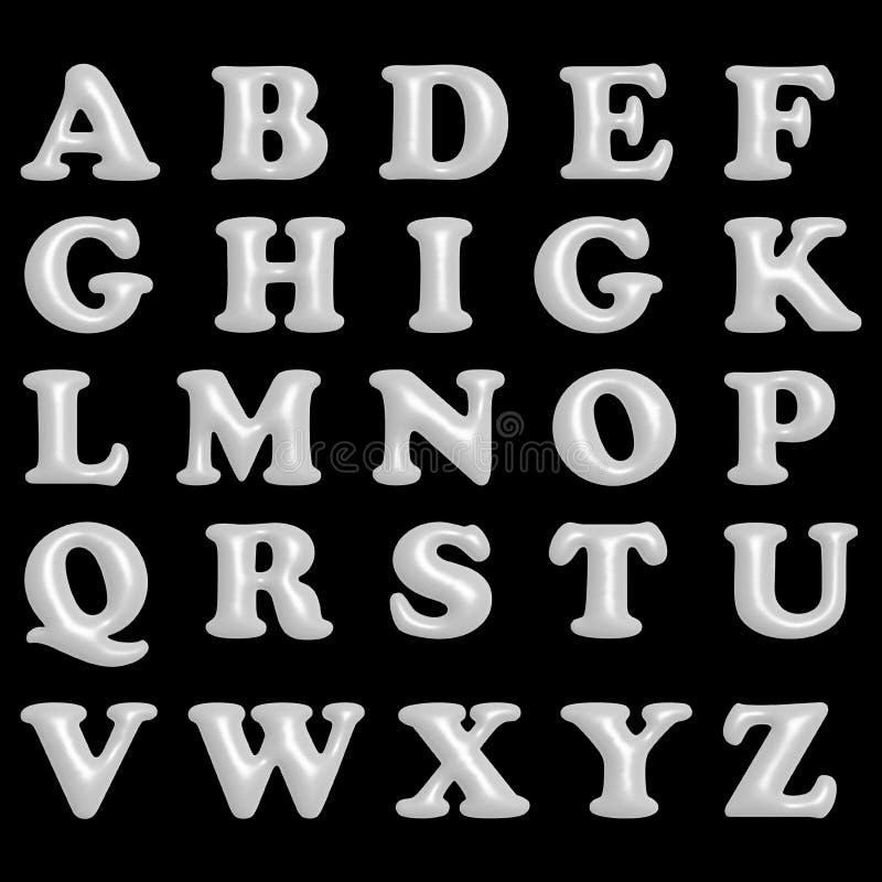 Set of 3D Silver Alphabet Letters Stock Vector - Illustration of vector ...