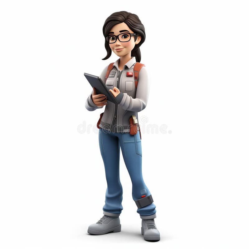 3d Amelia Software Engineer Model on White Background Stock ...