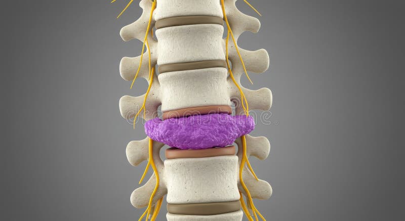 3D Anatomical Illustration of Spinal Vertebrae with Herniated Disc ...