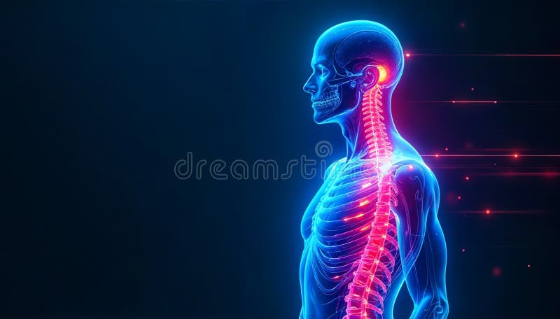 Human Anatomy 3D Model of Spinal Column, Neck, and Upper Body Stock ...