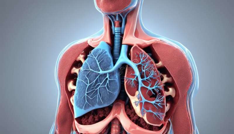 3d Anatomie Des Menschlichen Atemsystems Stock Abbildung - Illustration ...