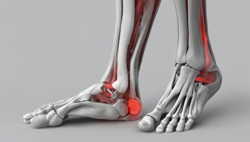 3D Anatomy - Ankle Joint with Highlighted Tendons Stock Illustration ...
